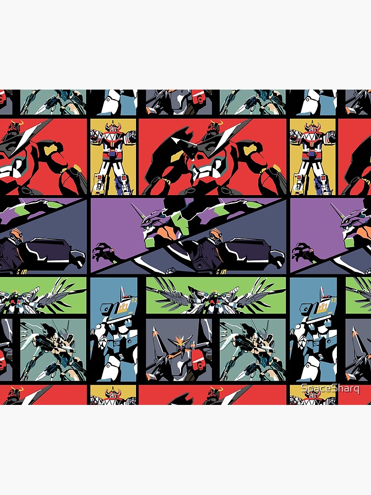 "Super Robots" Throw Blanket for Sale by SpaceSharq | Redbubble