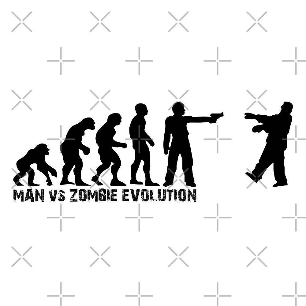 "Man vs Zombie Evolution" by maniacreations | Redbubble