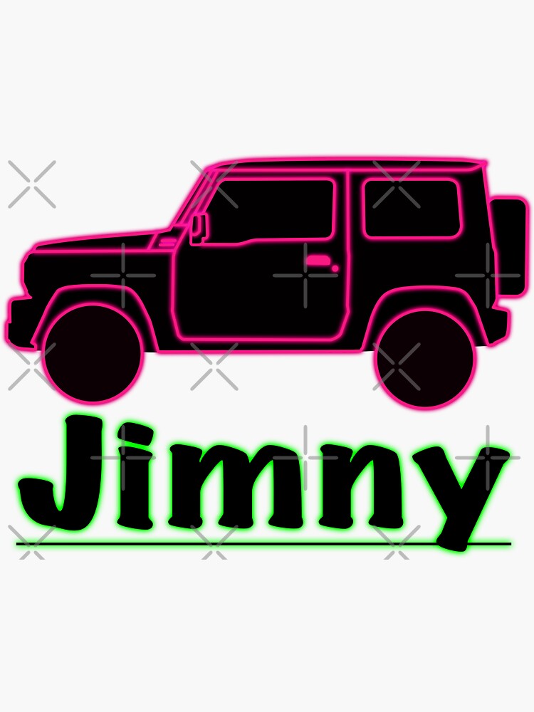 "4x4 jimny new 2019 pink neon with green word" Sticker by MandalaPics ...