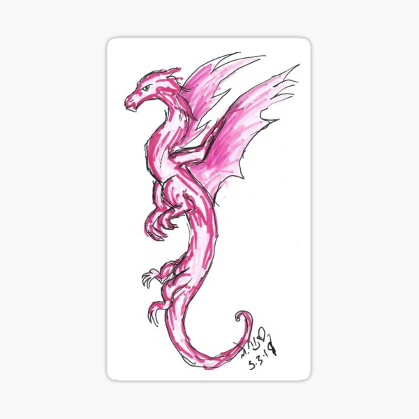 "Pink Dragon" Sticker for Sale by Sketchy788 | Redbubble