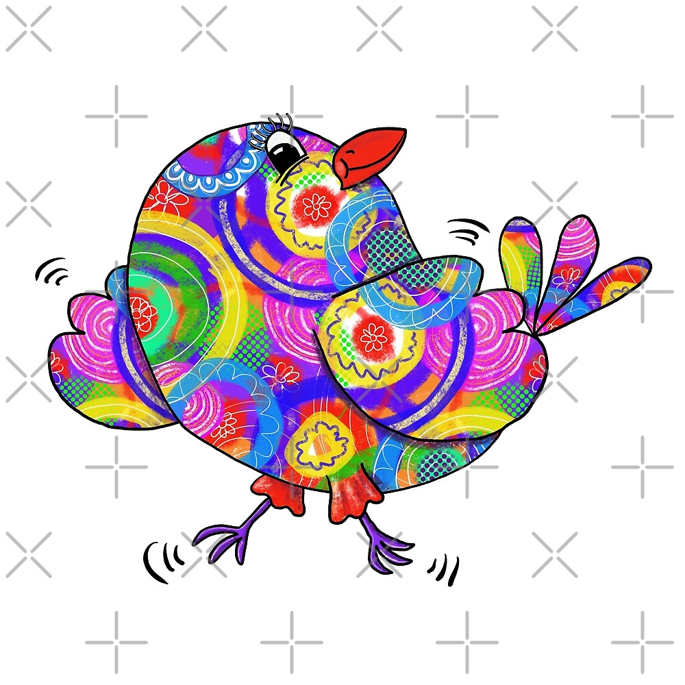 Happy Chicky” | Cute Bird Character" by LiseHoltArt | Redbubble