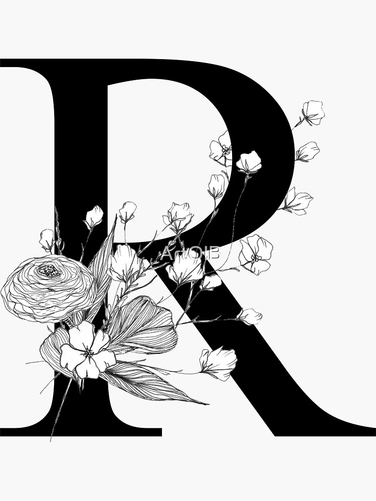 "Letter R -Graphics Floral Alphabet uppercase " Sticker for Sale by ...