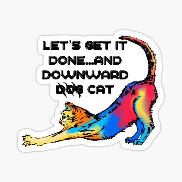 "Yoga cat Stretching. Cute cartoon exercise cat." Sticker for Sale by ...