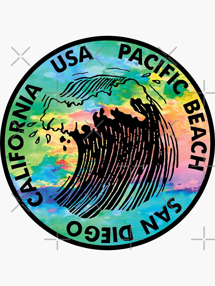 "Surf Pacific Beach California San Diego Surfing Surfboard" Sticker by ...