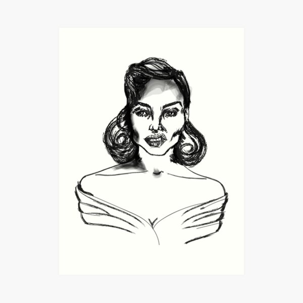 "Vintage woman face draw" Art Print by nandamota | Redbubble