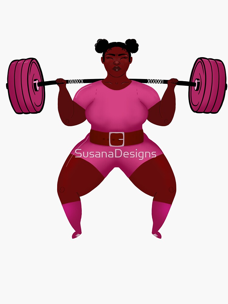 "Strong Women Powerlifting gym girl in Pink " Sticker by SusanaDesigns ...