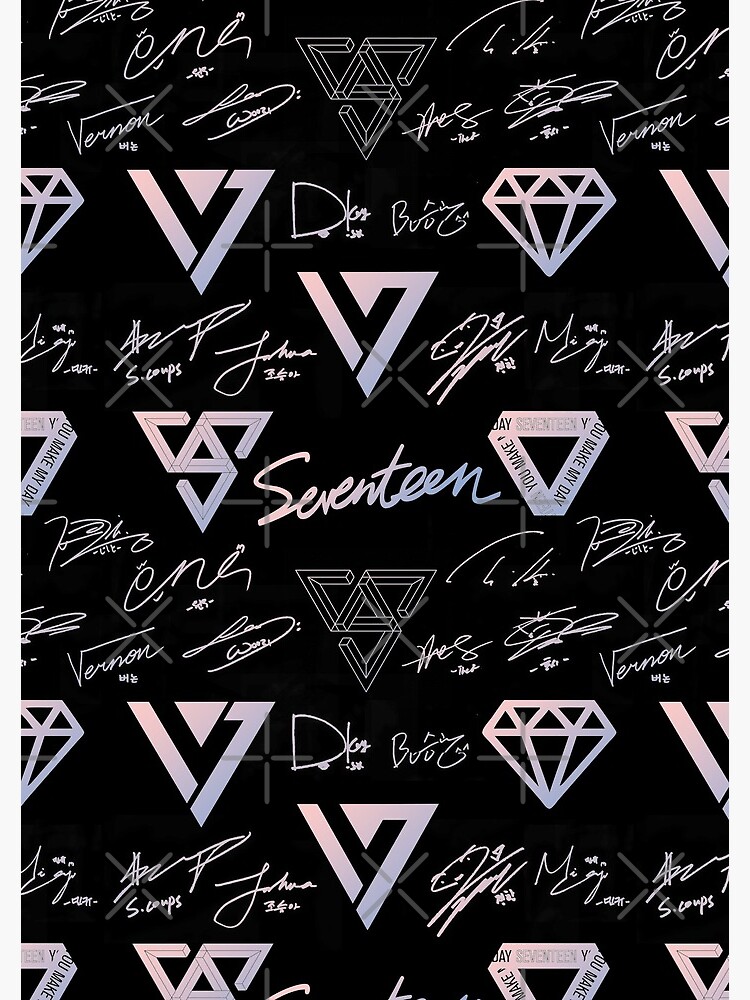 "SEVENTEEN Signatures and Logos Pattern (Black)" Journal for Sale by ...