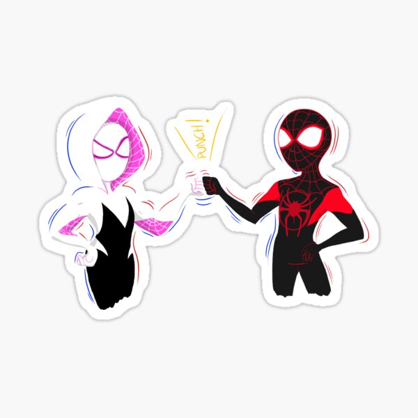 "Gwen Stacy Miles Morales Spiderman Spiderverse" Sticker by MariaAbal ...