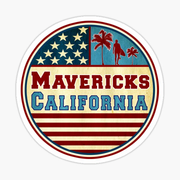 "Mavericks California Ocean Surf Palms Surfer Surfing" Sticker for Sale ...