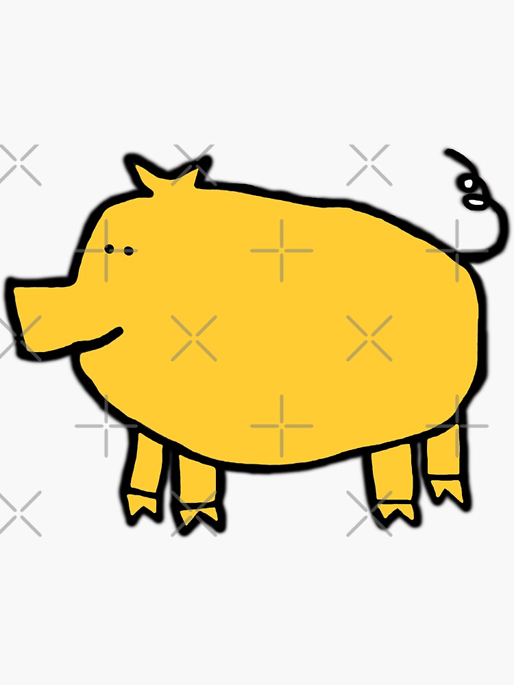 "Yellow Pig on a transparent background" Sticker by ellenhenry | Redbubble