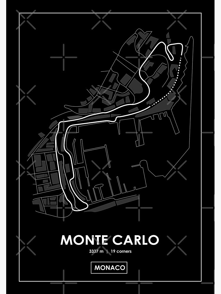 Monte Carlo - Monaco Track Map WHITE Premium Matte Vertical Poster sold ...