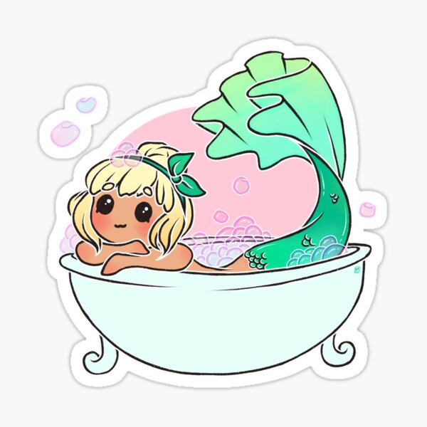 "MerMay #19: Bubble Bath" Sticker by heysoleilart | Redbubble
