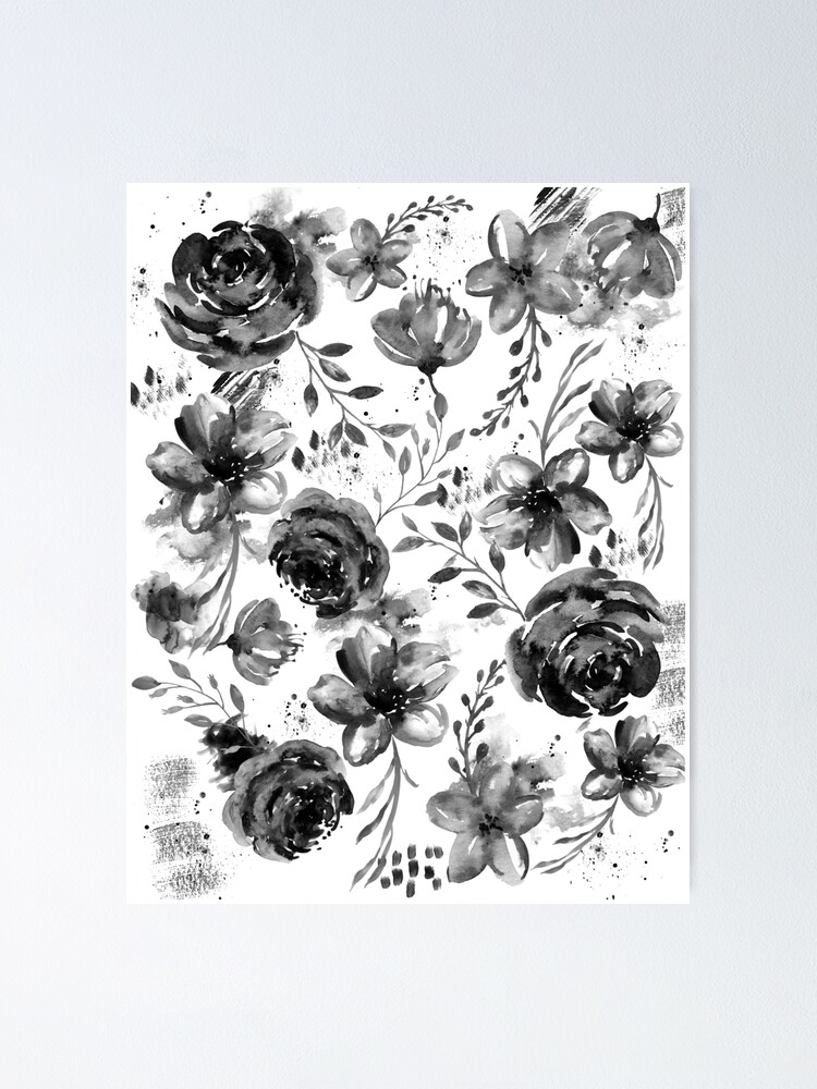 "Floral Ink Drawing" Poster by NoraMohammed | Redbubble