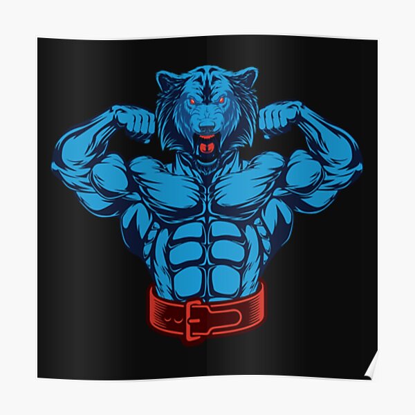 "Bodybuilder Wolf" Poster by SusiMalt | Redbubble