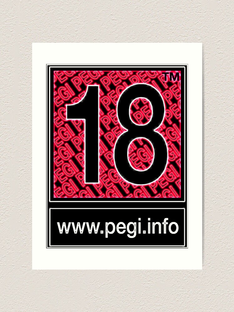 "-GAMING- PEGI 18 Neon Logo" Art Print for Sale by ShimadaSan | Redbubble