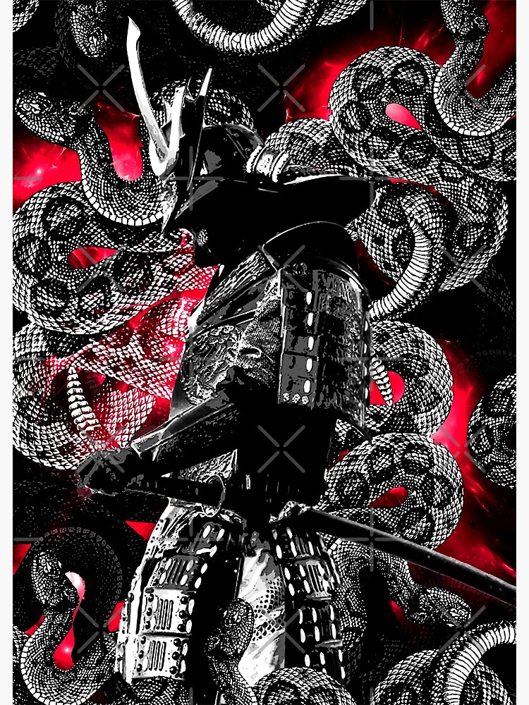 "Red Samurai black and white snakes" Art Print for Sale by SyanArt ...