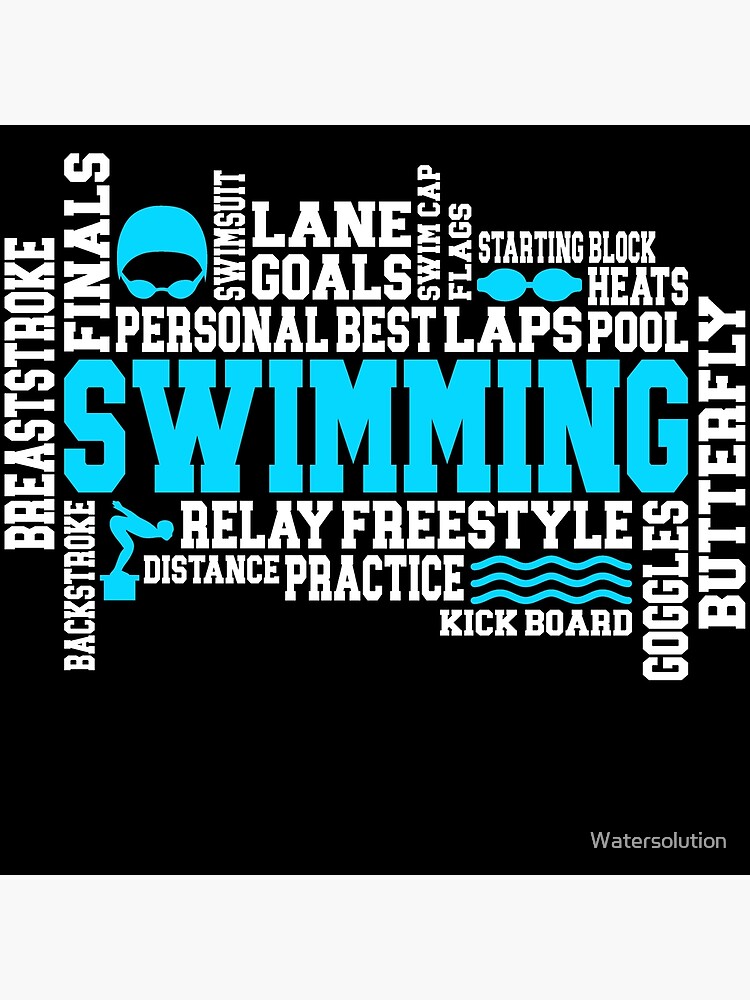 "Swimming Gift Word Cloud for Swimmer Athletes" Poster by Watersolution ...