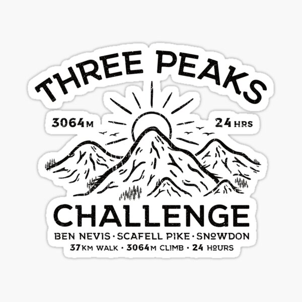 "3 Peaks Challenge" Sticker for Sale by TigerTomDesign | Redbubble