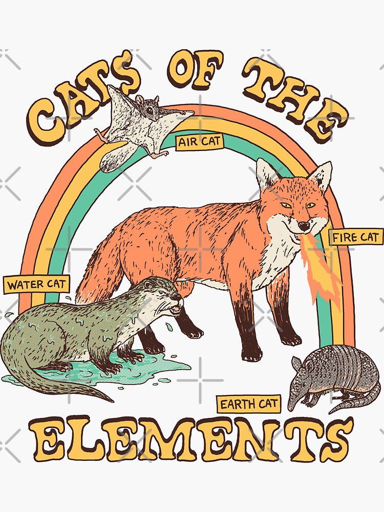 "Cats of The Elements" Sticker for Sale by Hillary White | Redbubble