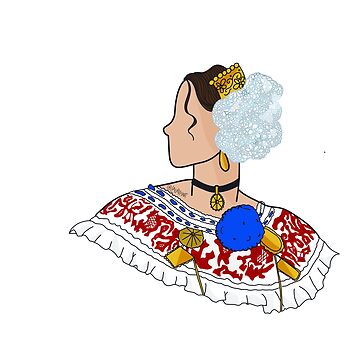 "Red Pollera Panama" Postcard for Sale by lauriloart | Redbubble