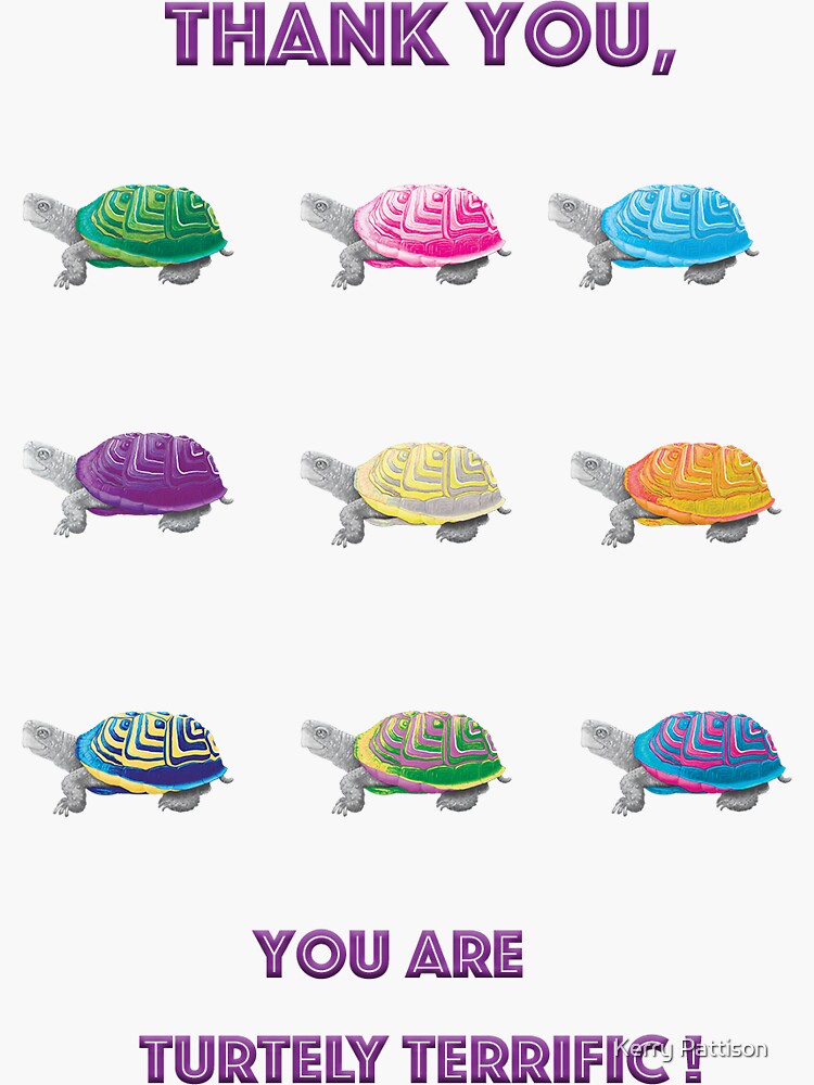 "Turtley Terrific Thank you Card" Sticker for Sale by kpc-art | Redbubble