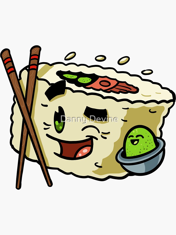 "Cute Sushi and Wasabi" Sticker by 3ddevine | Redbubble