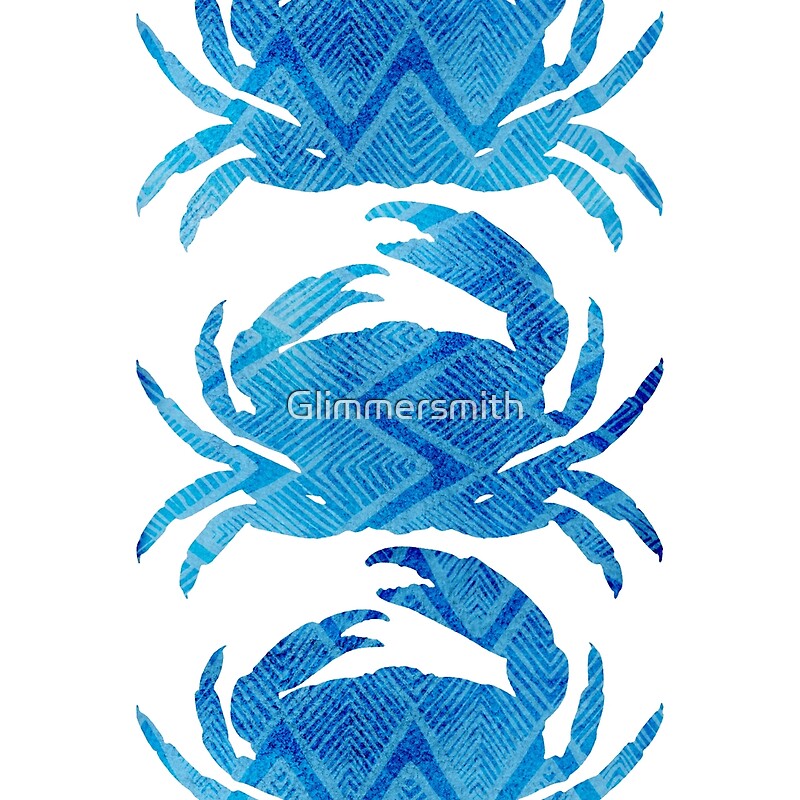 "Three Blue Crabs, tropical Caribbean crustacean pattern" by ...