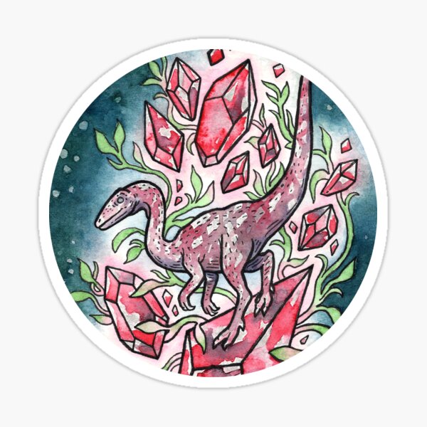 "Ruby Coelophysis | Dinosaur Crystal Watercolor" Sticker for Sale by ...