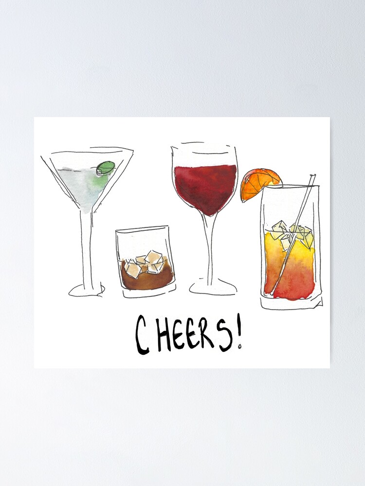 "Cheers! -- Cocktails and Drinks" Poster for Sale by maryhop | Redbubble