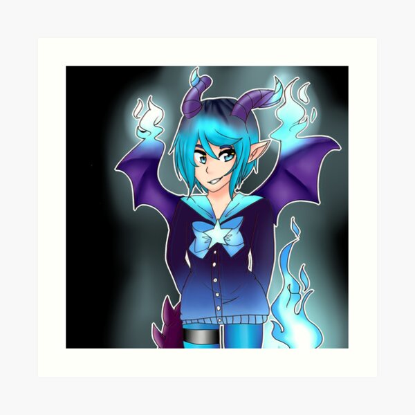 "Blue Fire Dragon Girl" Art Print for Sale by Rinzuri | Redbubble
