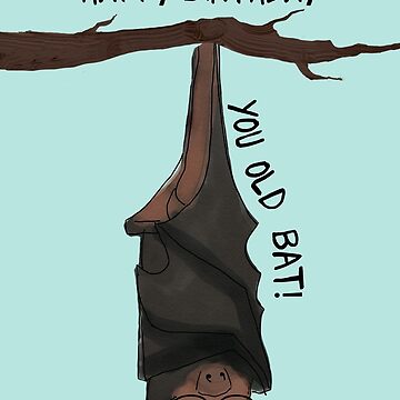 "Funny Bat Birthday Card" Sticker for Sale by Amy Hadden | Redbubble