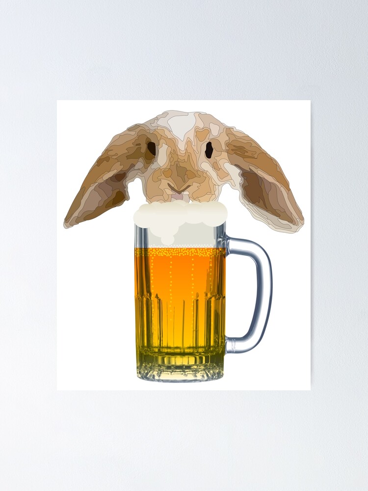 "Beer Drinking Rabbit" Poster for Sale by cgomez625 | Redbubble