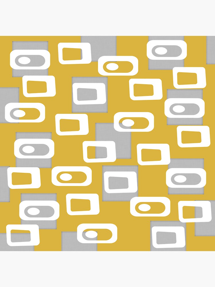 "Atomic Age Pattern in Mustard Yellow, White, and Textured Grey. Cute ...