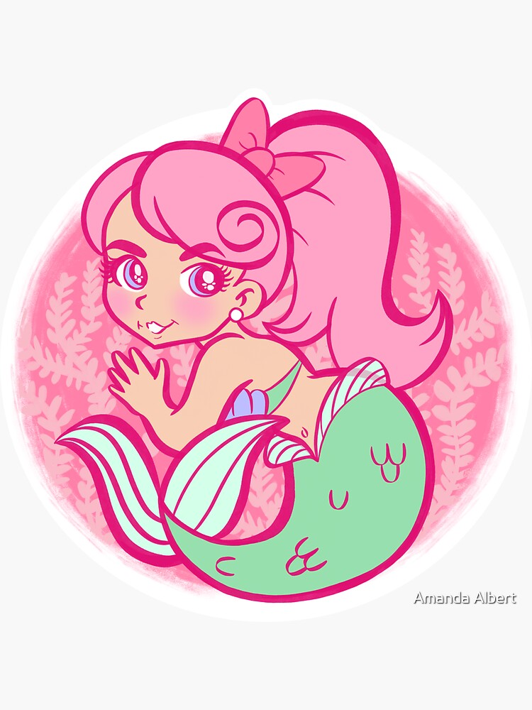"Pink Mermaid " Sticker by BeAwsmMakeStuff | Redbubble