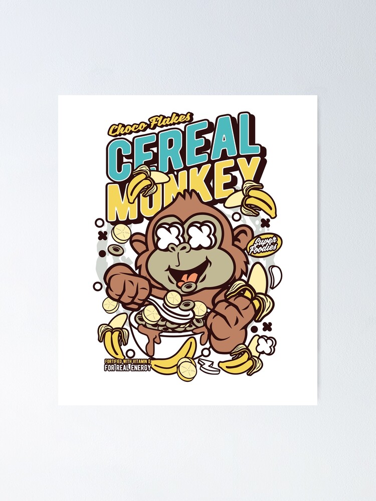 "Monkey Cereal Breakfast Urban Street Design Cartoon" Poster for Sale ...