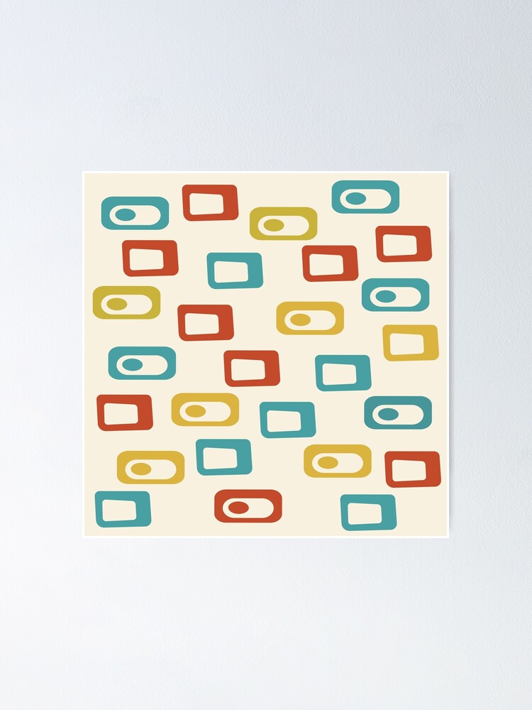 "1950s Abstract in Teal, Burnt Orange, Mustard Yellow, and Cream. Cute ...