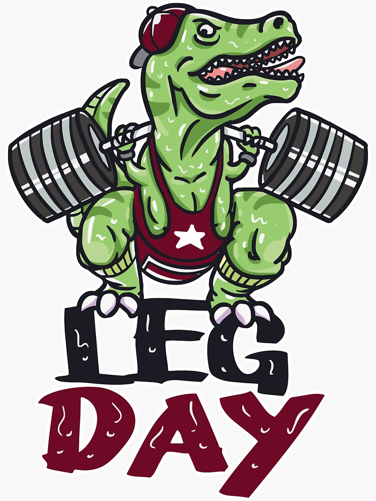 "T-Rex Dinosaur Leg Day Gym Workout design Weight Lifting" Sticker for ...