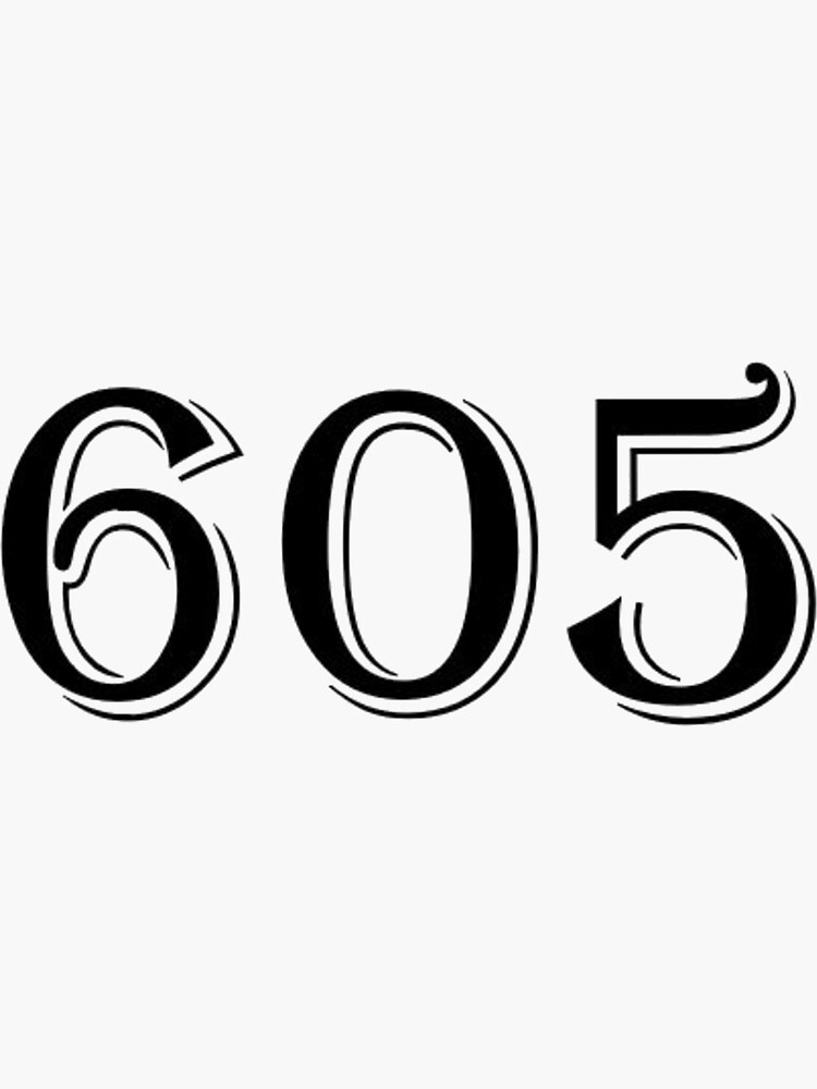 "605 area code" Sticker for Sale by nurseashley | Redbubble