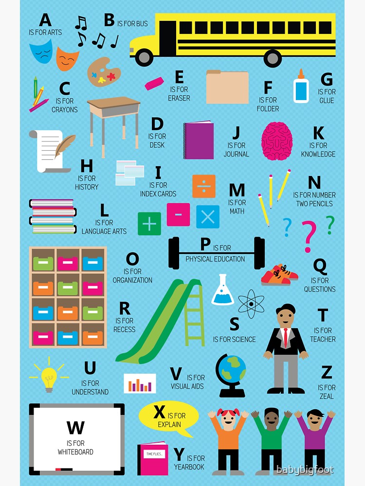 "Elementary School Alphabet" Sticker for Sale by babybigfoot | Redbubble
