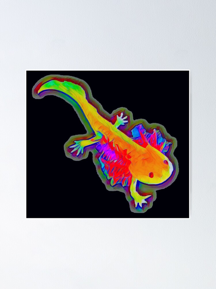 Póster «Rampu el Axolotl - arco iris resplandeciente» de DoodlePets ...