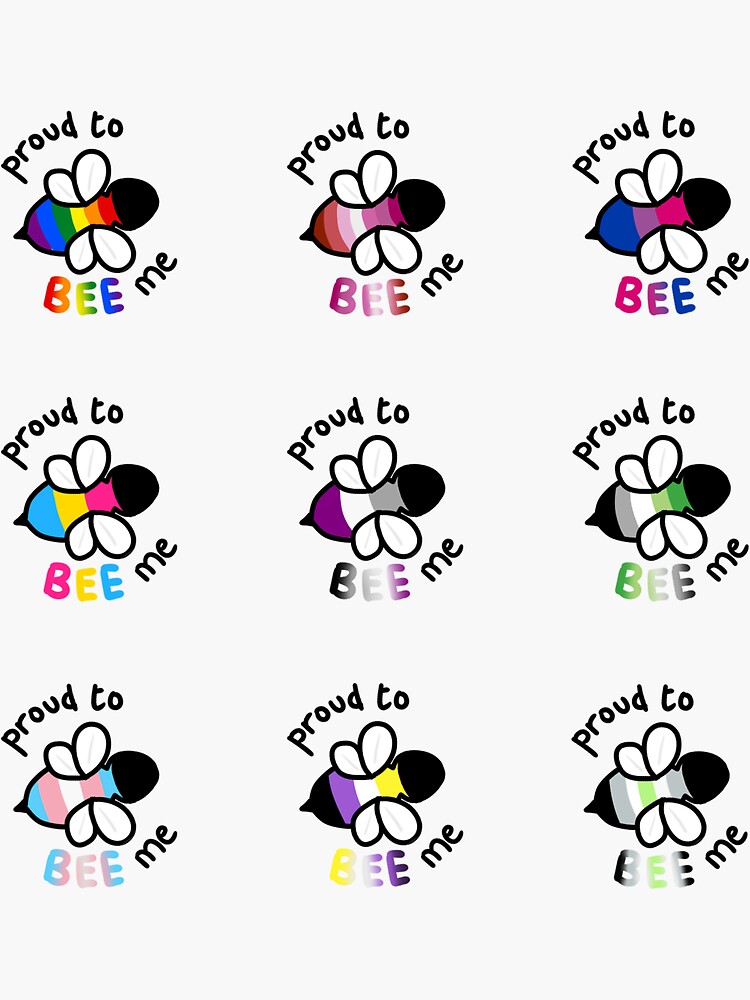 "LGBT pride bees "proud to be me"" Sticker by novoselicas | Redbubble