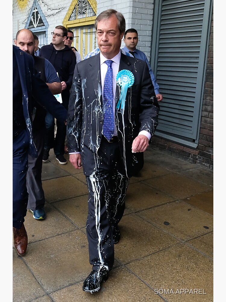 "Nigel Farage Gets Pelted by Protest Milkshake" Sticker for Sale by ...