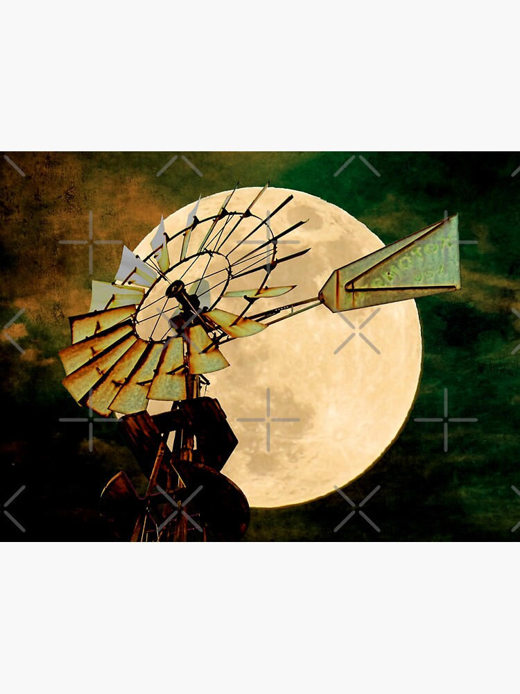 "Rustic Night Windmill Moon Country Art Farmhouse Art Digital Download ...