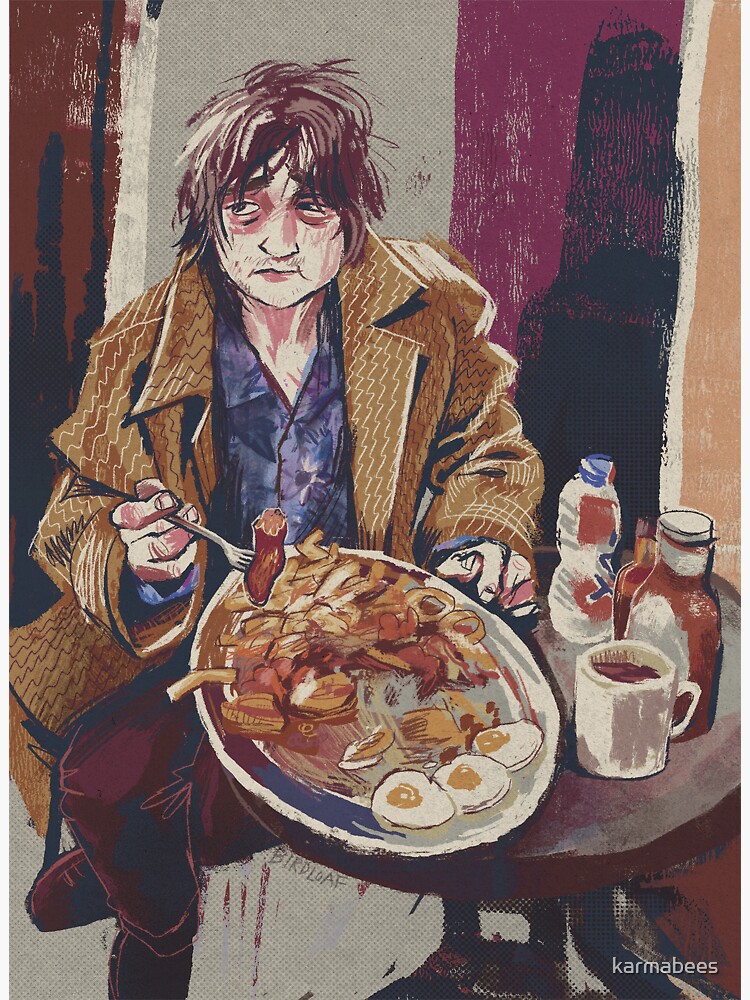 "Pete Doherty Demolishing a Large Breakfast" Sticker for Sale by ...