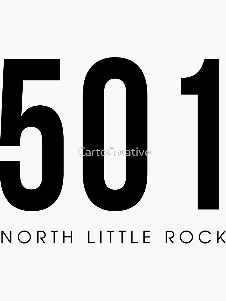 "North Little Rock, AR - 501 Area Code" Sticker by CartoCreative ...