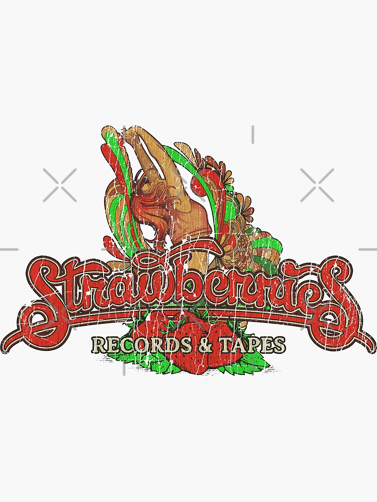 "Strawberries Records & Tapes" Sticker for Sale by jacobcdietz | Redbubble