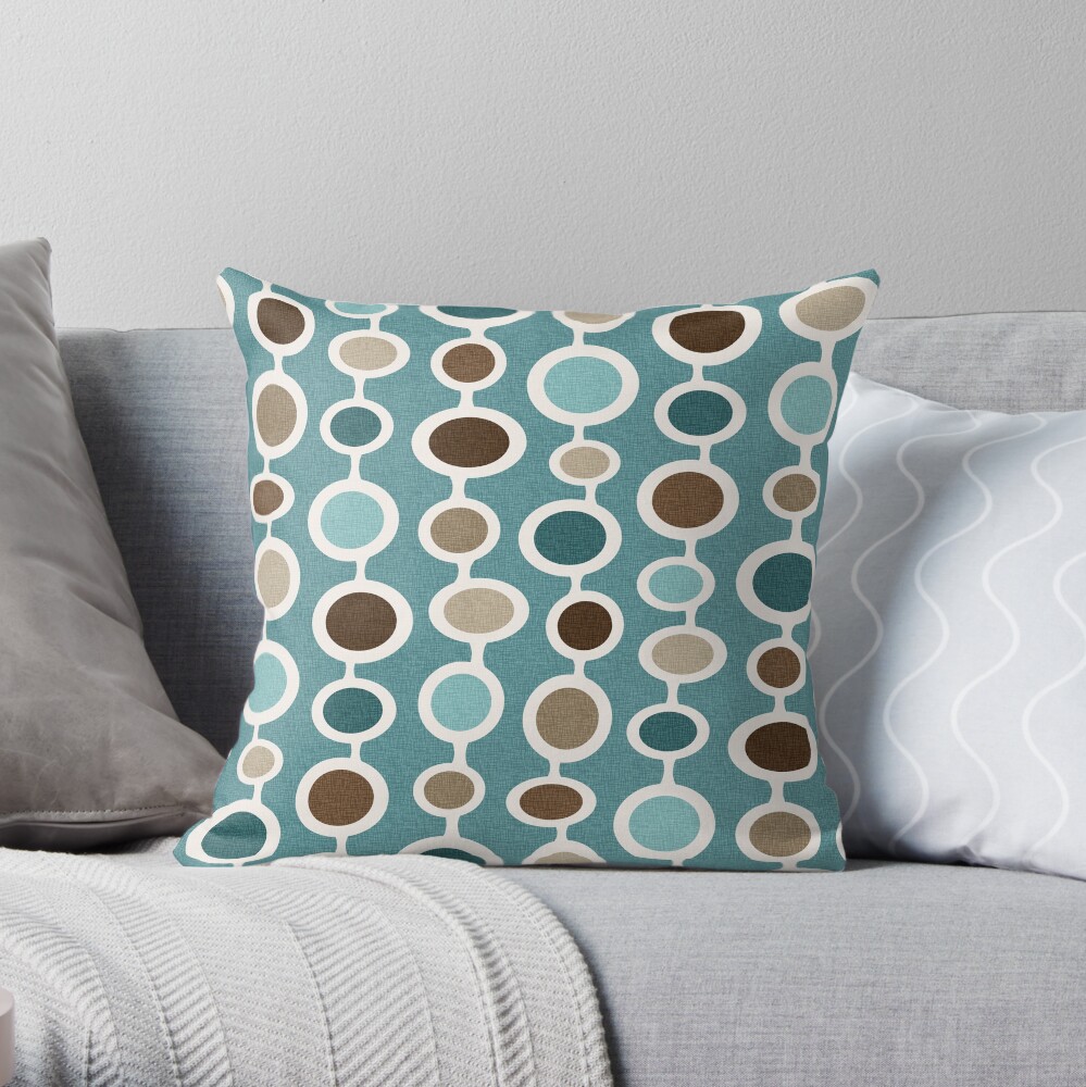 Mid Century Modern Geometric Circle Atomic Art Print 1 Blue Brown
