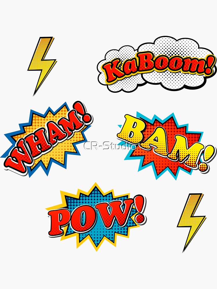 "Comic Hero Hit Punch Action Pack" Sticker for Sale by CR-Studio ...