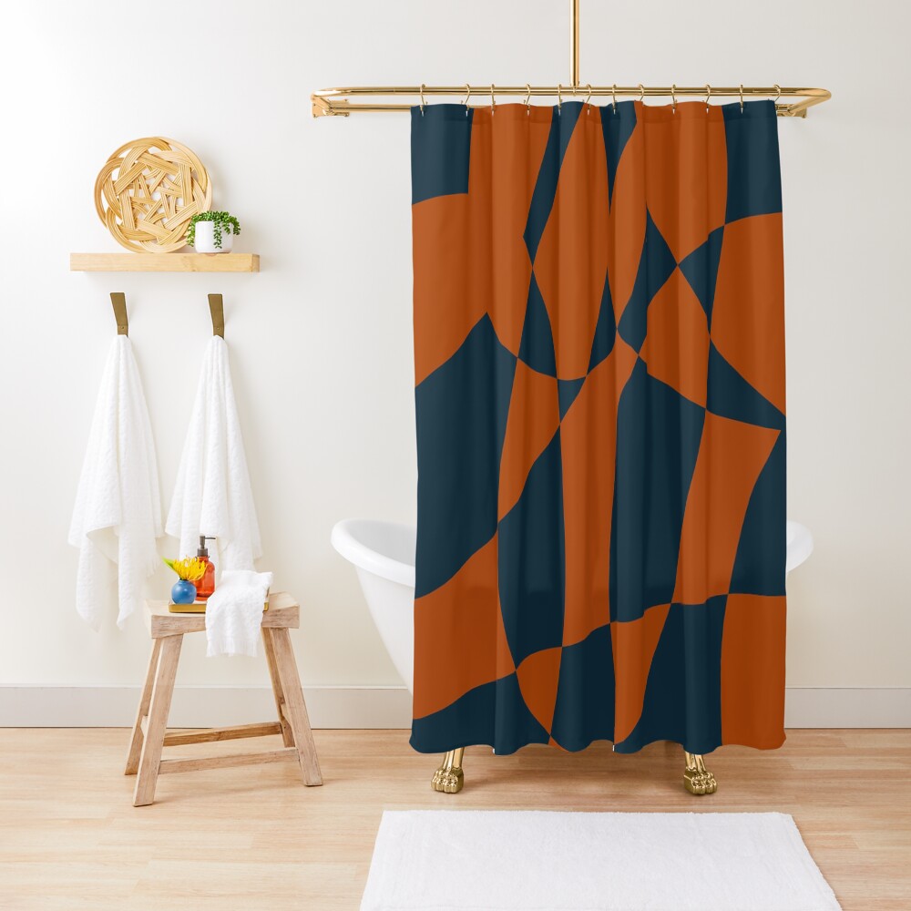 "Blue and Rust Abstract I" Shower Curtain for Sale by BlertaDK | Redbubble
