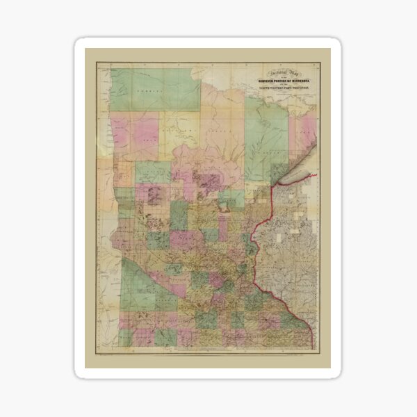 "Sectional Map of Minnesota (circa 1860)" Sticker by allhistory | Redbubble